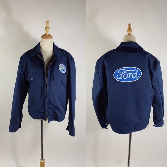 Vintage | Jackets & Coats | Vintage Ford V6 Engine Zip Out Lining Navy ...